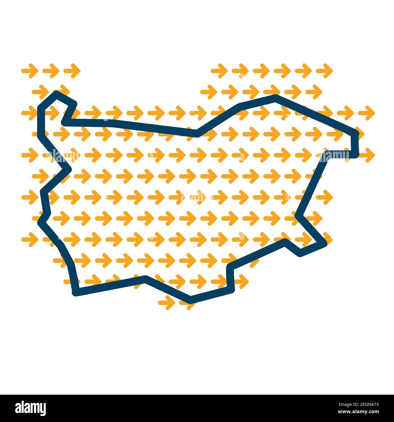 Bulgaria simple outline map with yellow direction guide arrows Stock ...