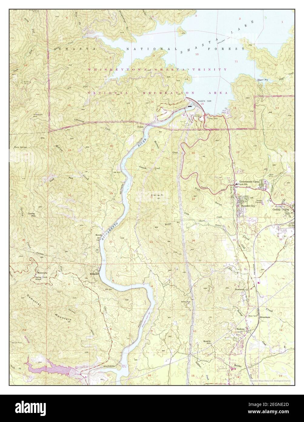 Shasta Dam, California, map 1956, 1:24000, United States of America by ...