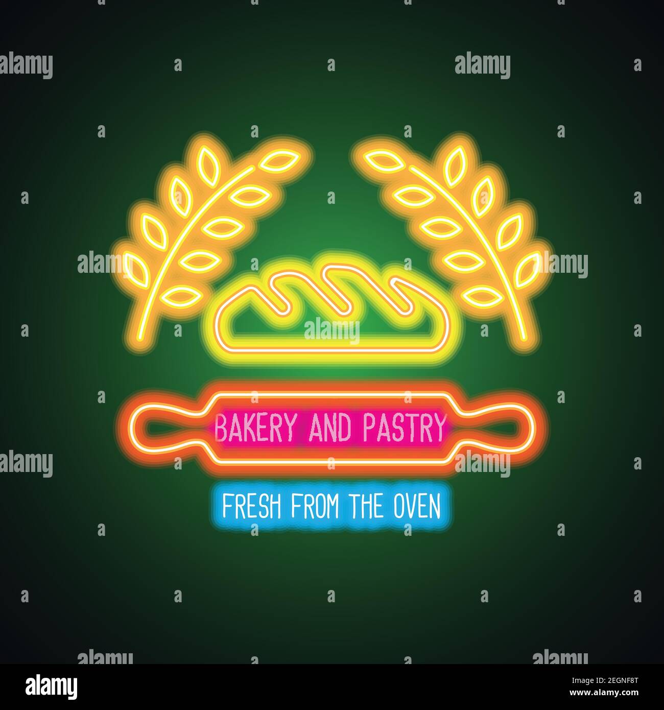 bakery and pastry neon sign for bakery and pastry advertisement. vector ...