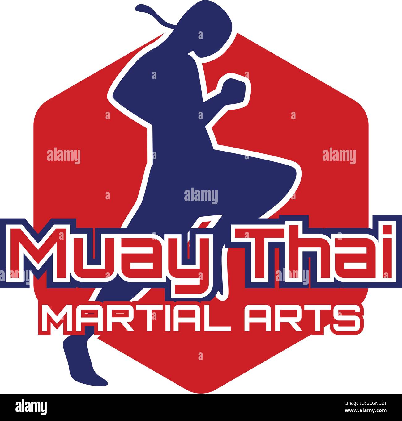 muay thai martial art isolated on white background. vector illustration ...