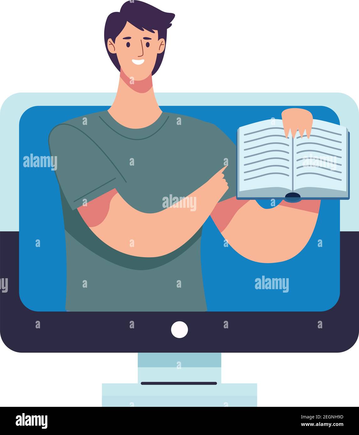 reader man lifting book in desktop character vector illustration design ...