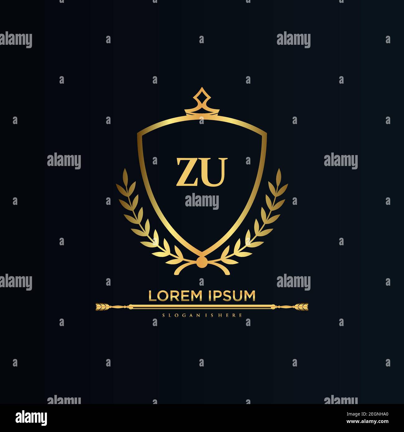 ZU Letter Initial with Royal Template.elegant with crown logo vector ...