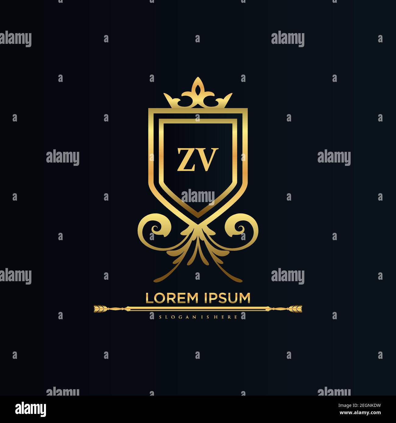 ZV Letter Initial with Royal Template.elegant with crown logo vector ...