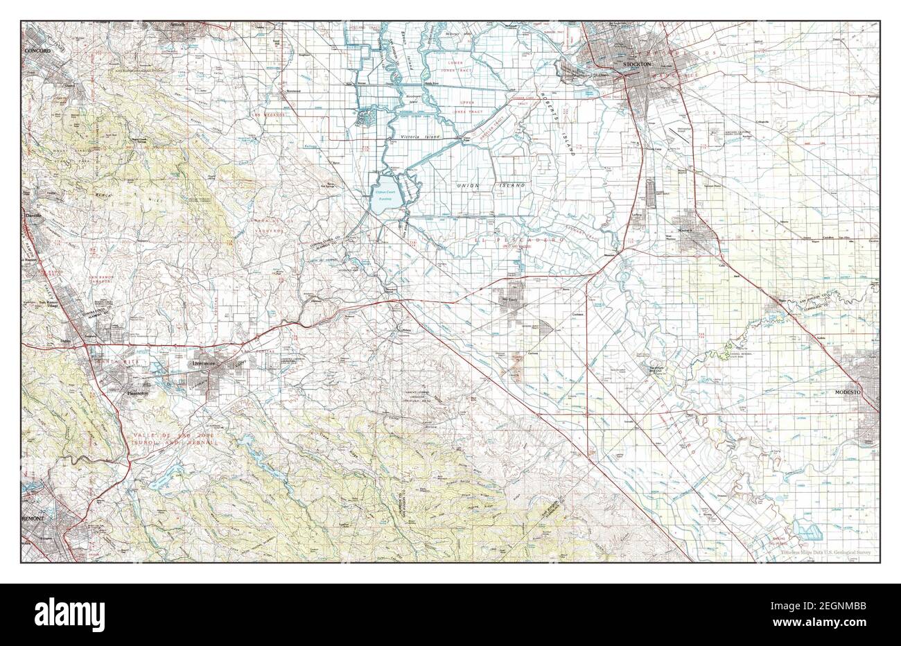 Stockton, California, map 1989, 1:100000, United States of America by ...