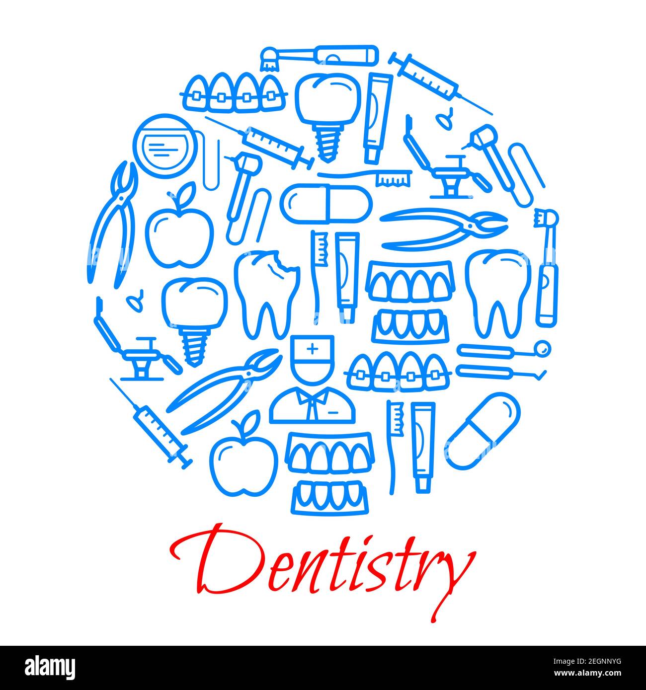 Dentistry poster of dental concept thin line icons. Vector design of ...