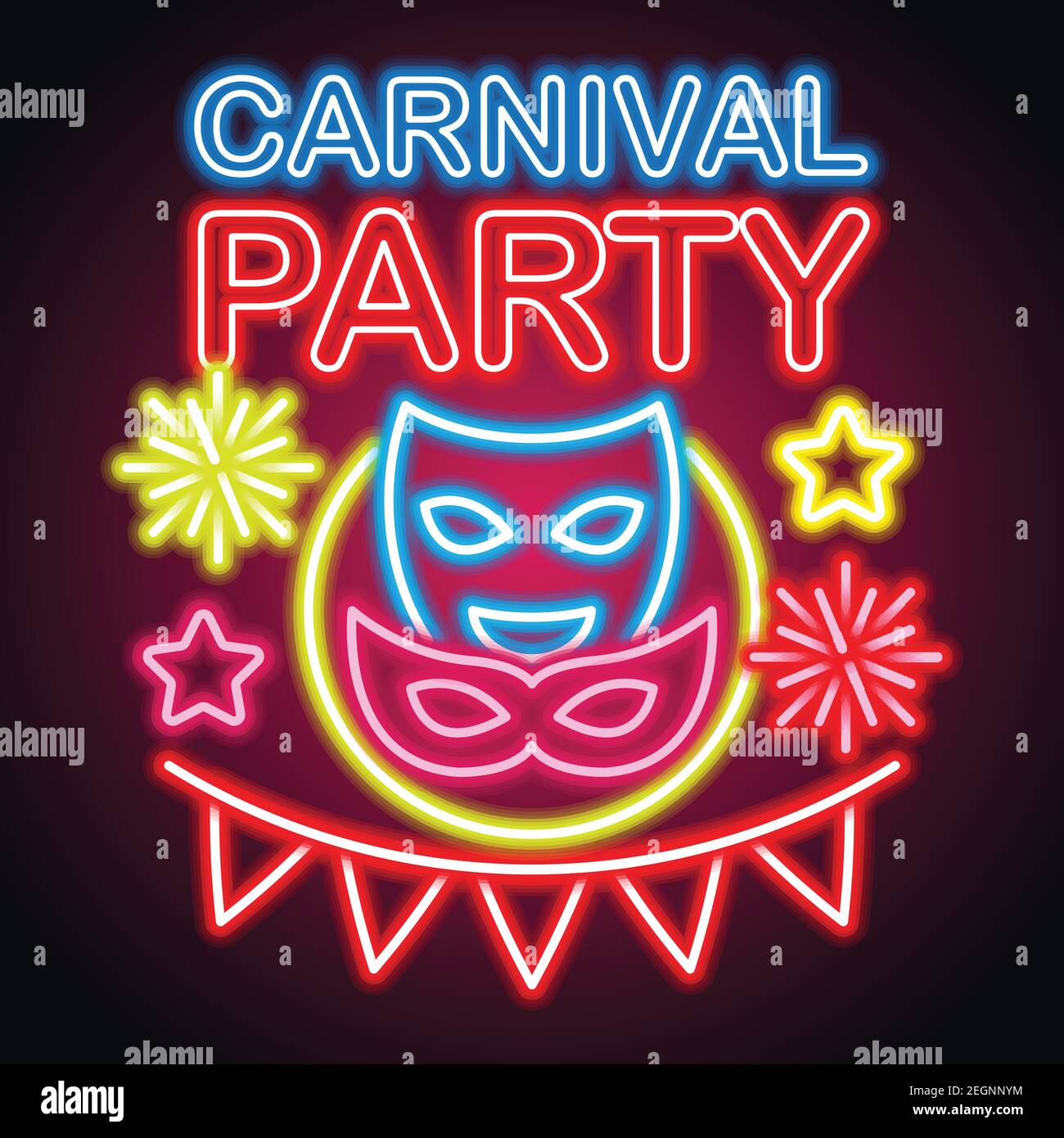 happy carnival festive concept neon sign. vector illustration Stock ...