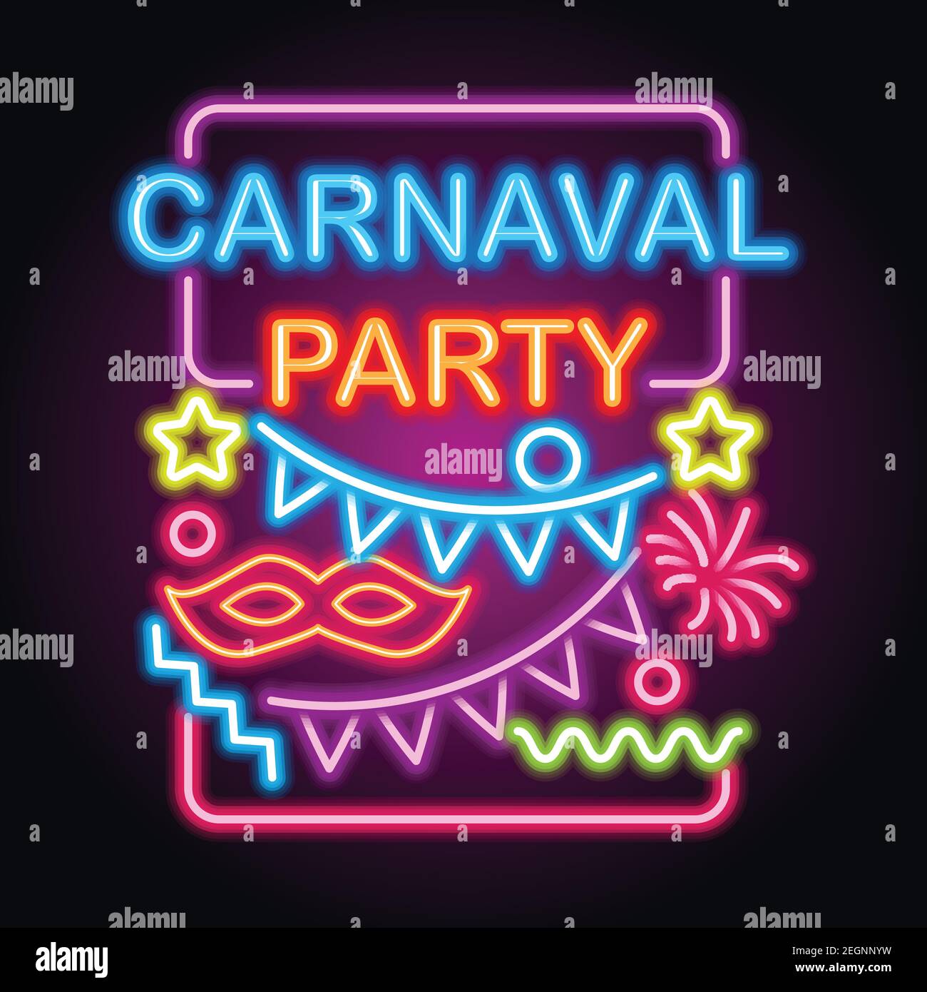 happy carnival festive concept neon sign. vector illustration Stock ...