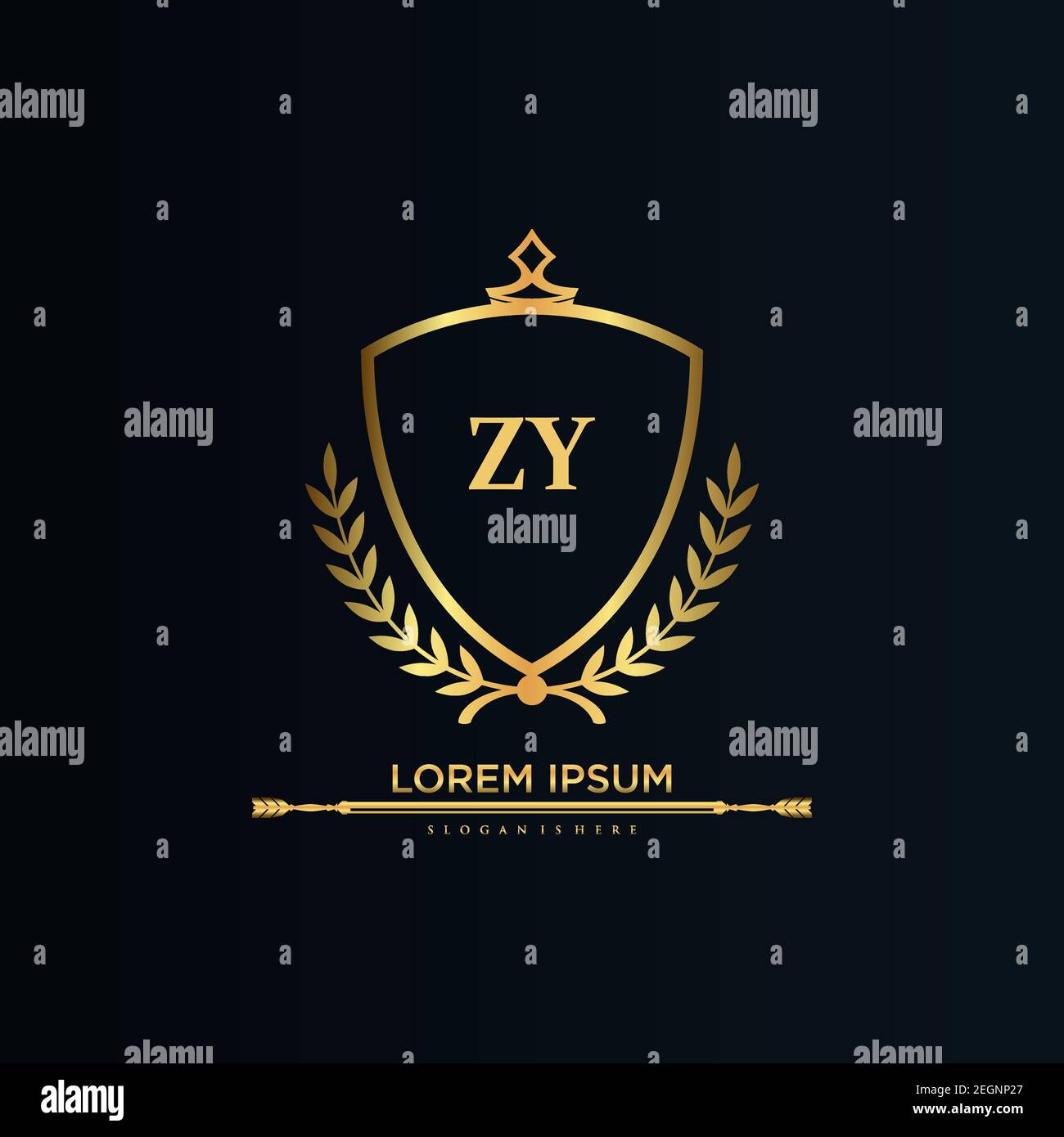 ZY Letter Initial with Royal Template.elegant with crown logo vector ...