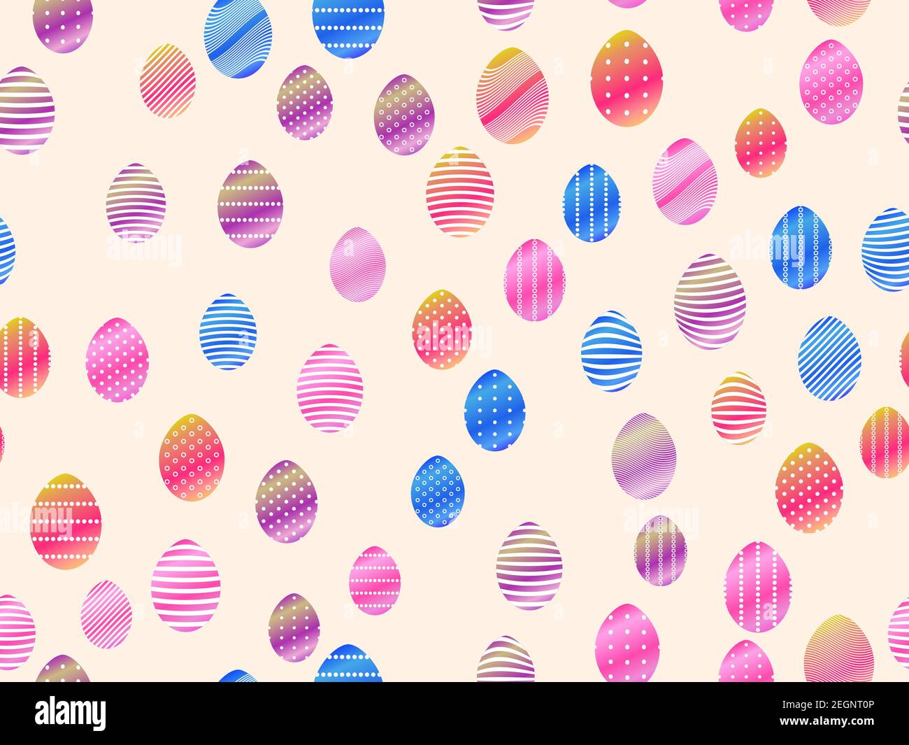 Easter eggs seamless pattern. Easter eggs with gradient and pattern. Festive background for ...