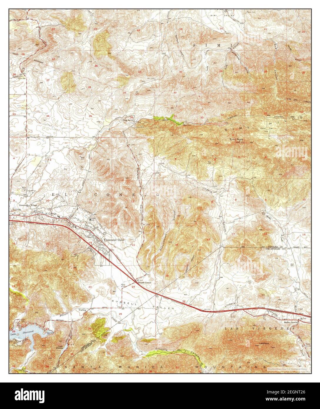 Thousand Oaks, California, map 1950, 1:24000, United States of America ...