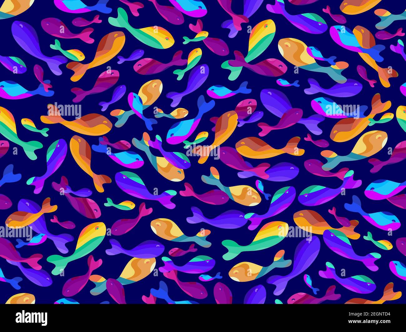 Striped multi colored fish seamless pattern. Beautiful bright fish on a ...