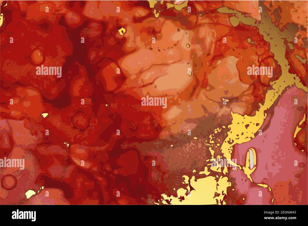 Red and gold stone marble texture. Alcohol ink technique abstract ...