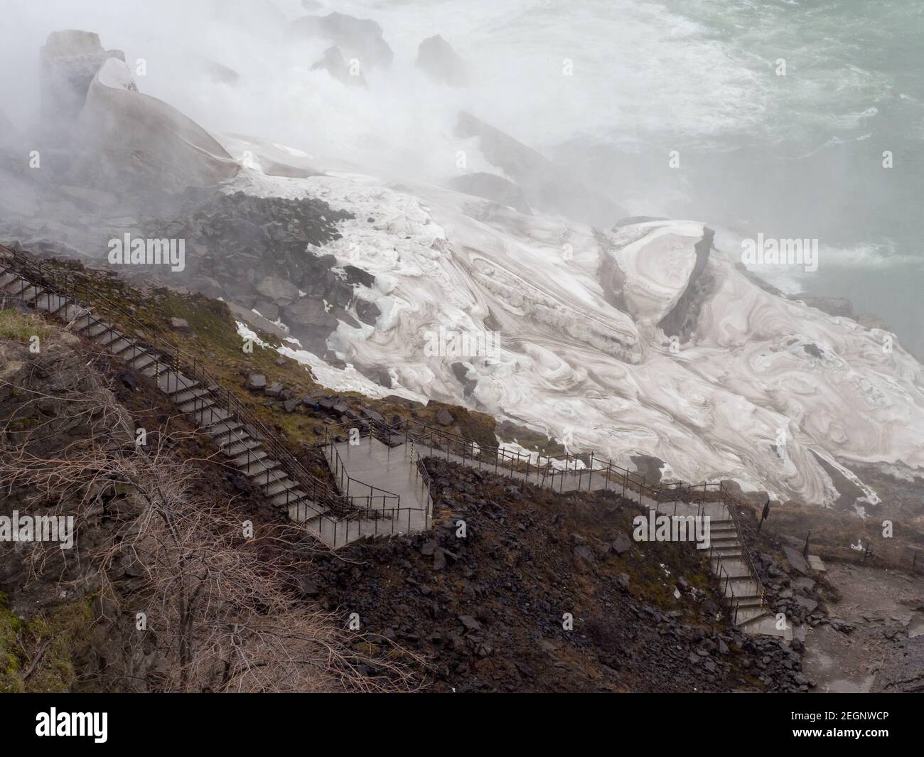 Stairs that leads to the bottom of Niagara falls, American side tour ...