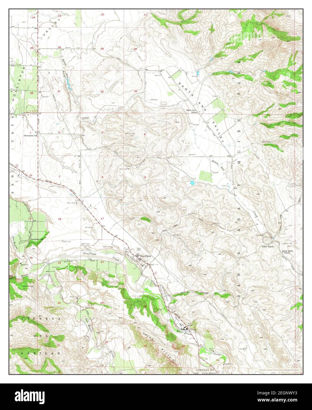 Tres Pinos, California, map 1955, 1:24000, United States of America by ...