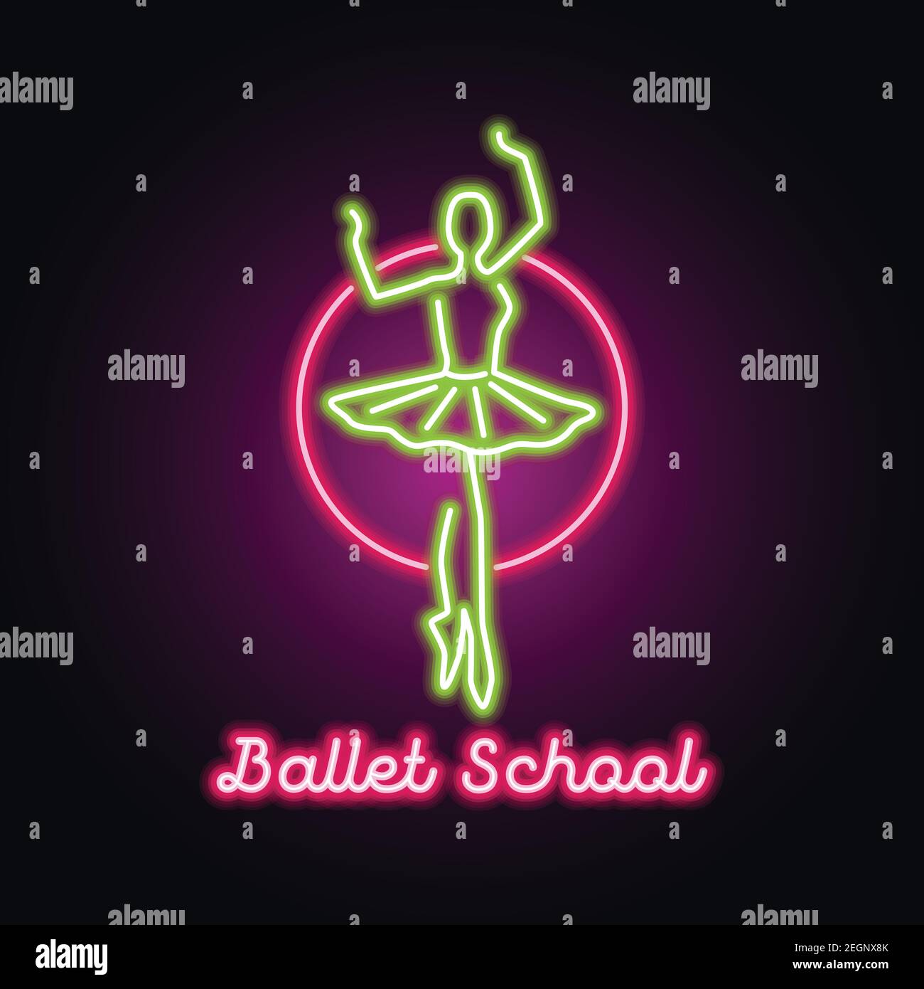 ballet neon sign for ballet school, dance studio. vector illustration ...