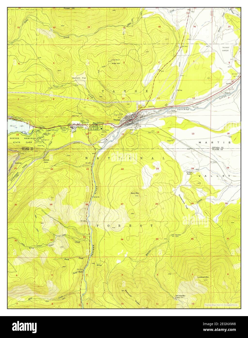 Truckee, California, map 1955, 1:24000, United States of America by ...