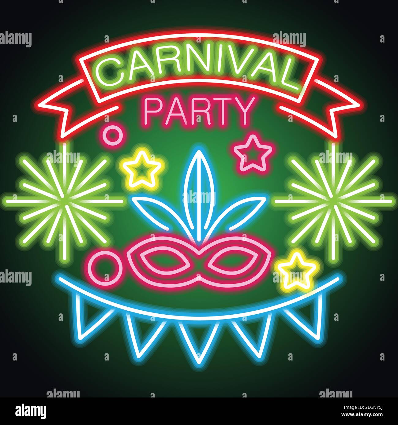 happy carnival festive concept neon sign. vector illustration Stock ...