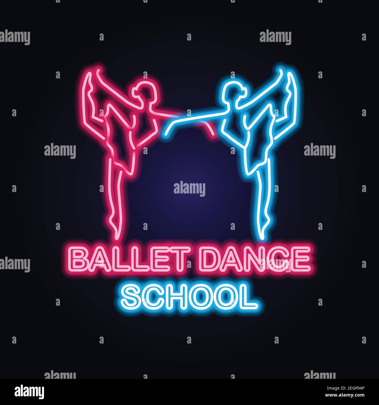 ballet neon sign for ballet school, dance studio. vector illustration ...