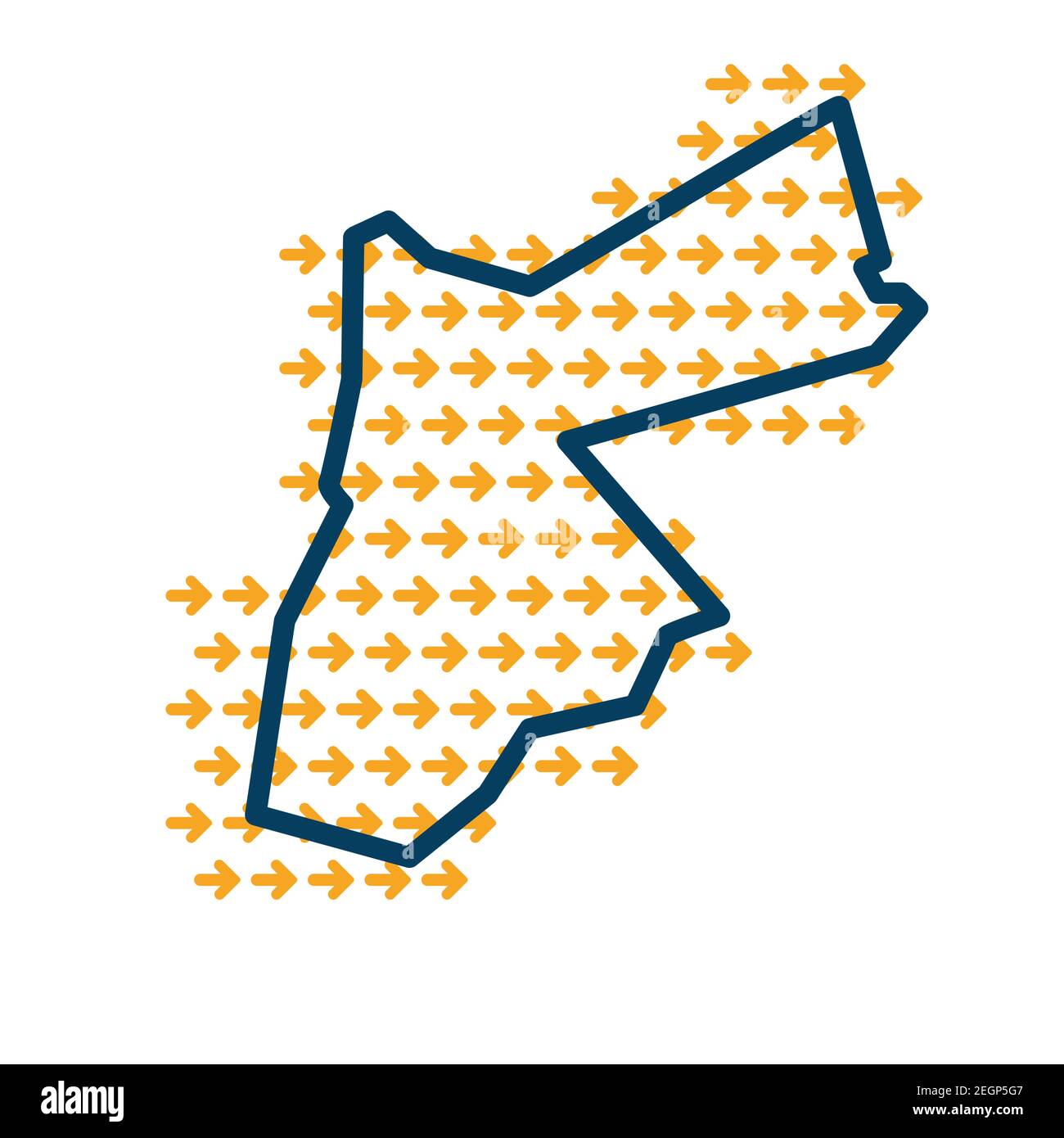Jordan simple outline map with yellow direction guide arrows Stock ...