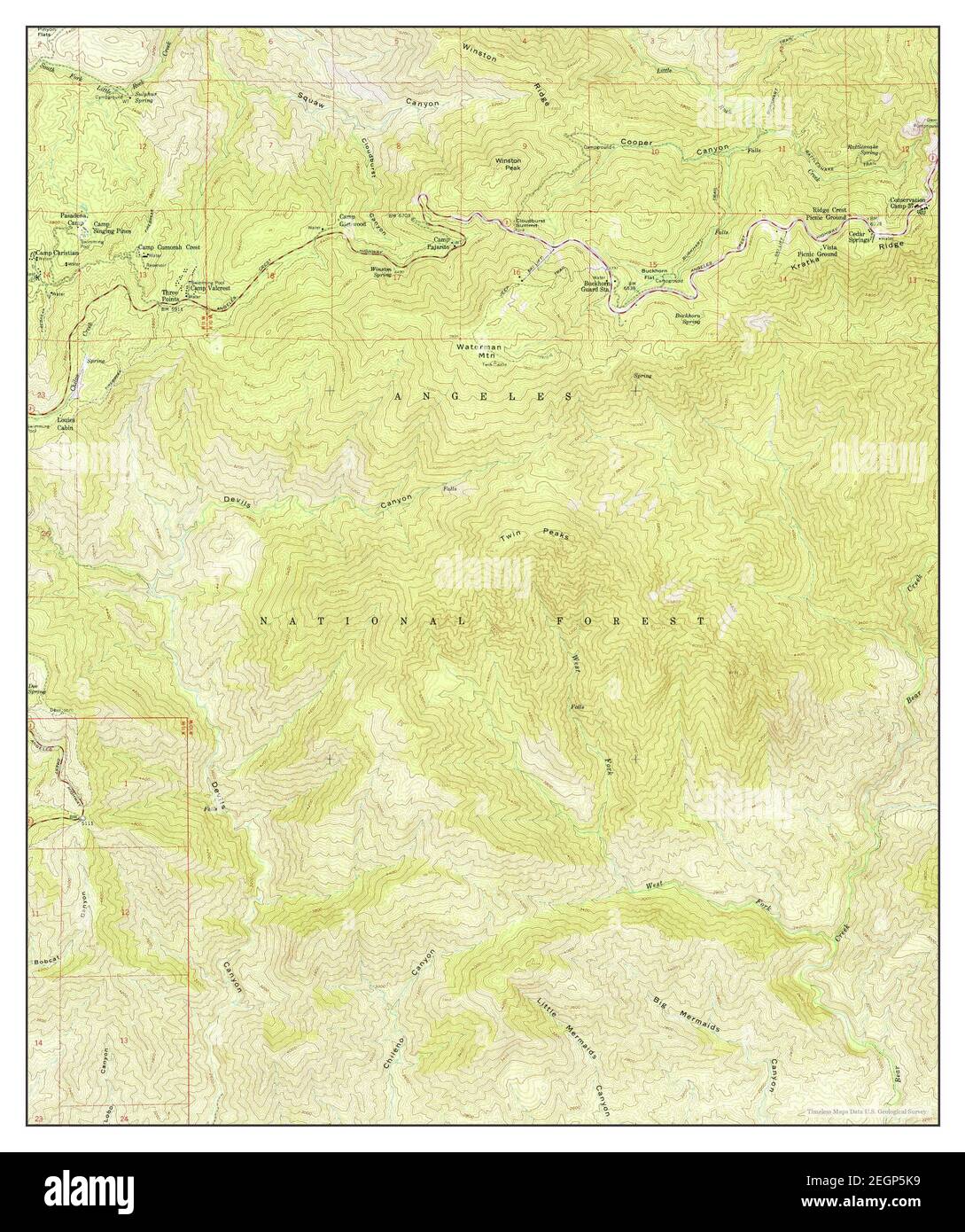 Waterman Mtn, California, map 1959, 1:24000, United States of America ...