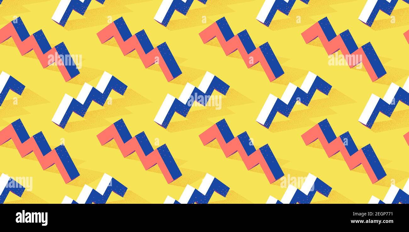 Seamless pattern with zigzag or steps shape on yellow background in ...