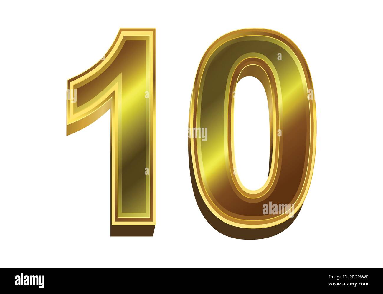 3d golden number 10 isolated on white background Stock Vector Image ...