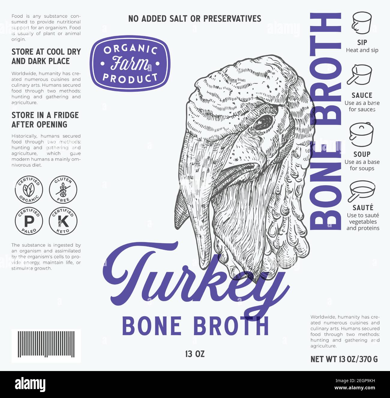 Turkey Bone Broth Label Template. Abstract Vector Food Packaging Design ...