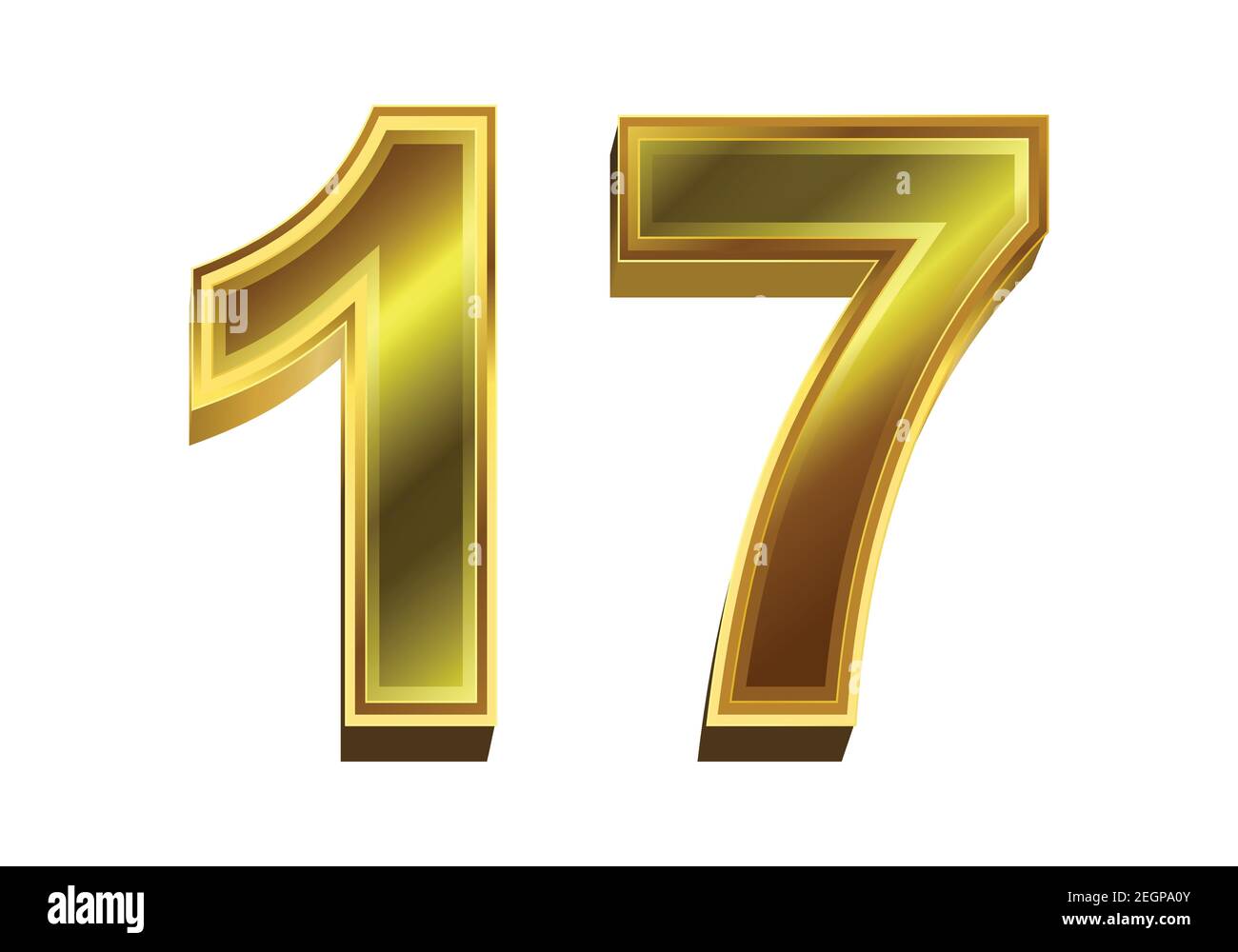 3d golden number 17 isolated on white background Stock Vector Image ...