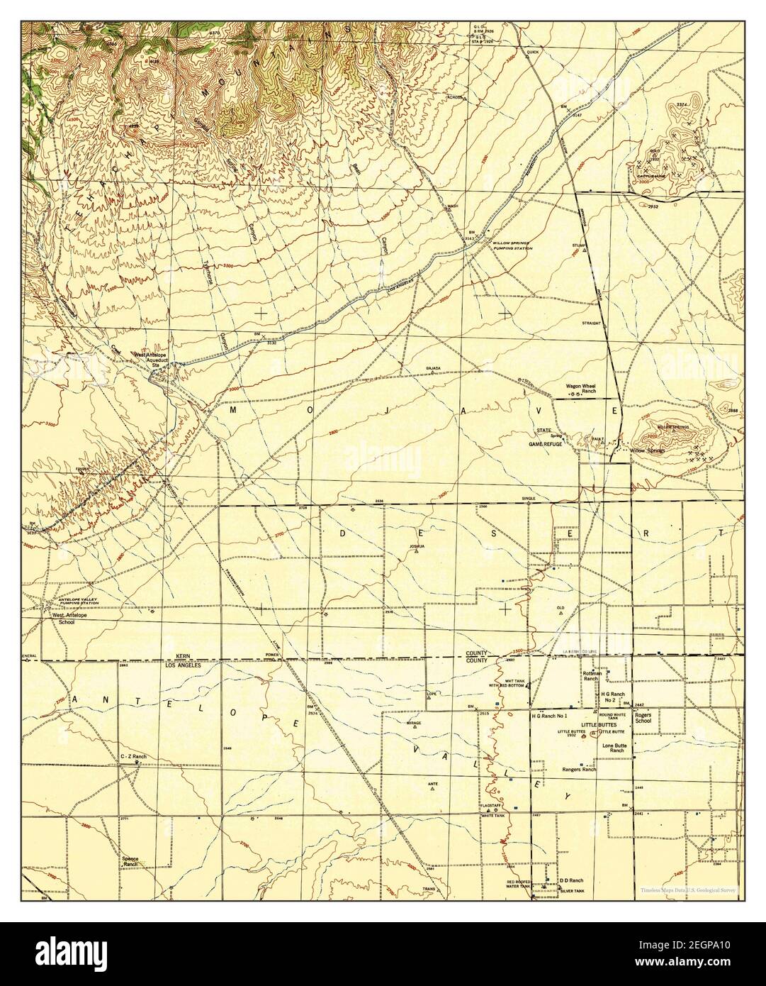 Willow Springs, California, map 1943, 1:62500, United States of America ...