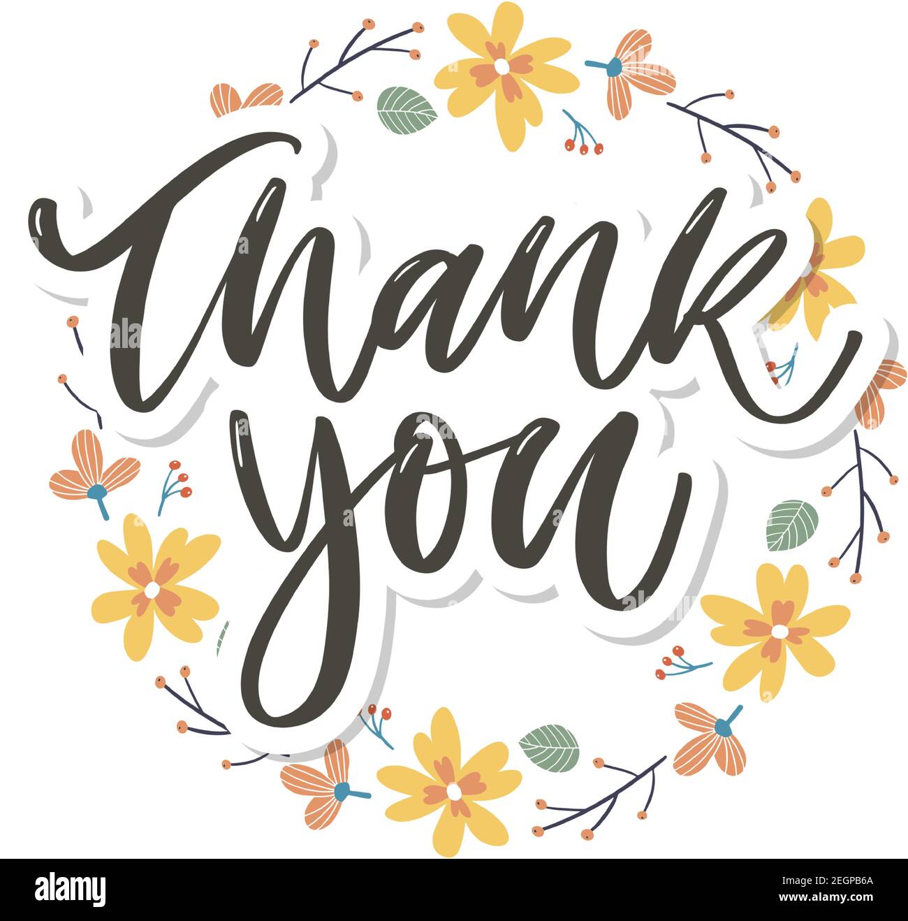 Cute Thank You Script Card Stock Vector Image & Art - Alamy