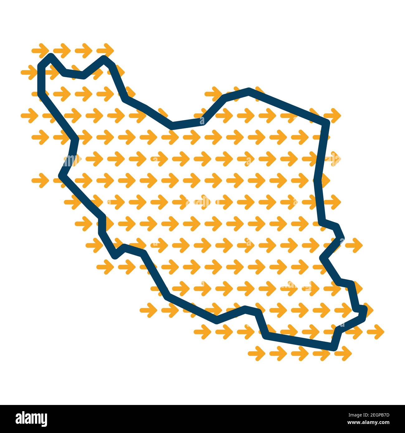 Iran simple outline map with yellow direction guide arrows Stock Vector ...