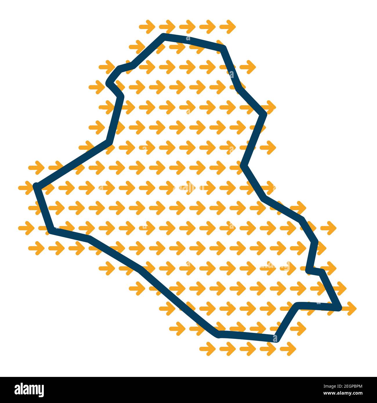 Iraq simple outline map with yellow direction guide arrows Stock Vector ...