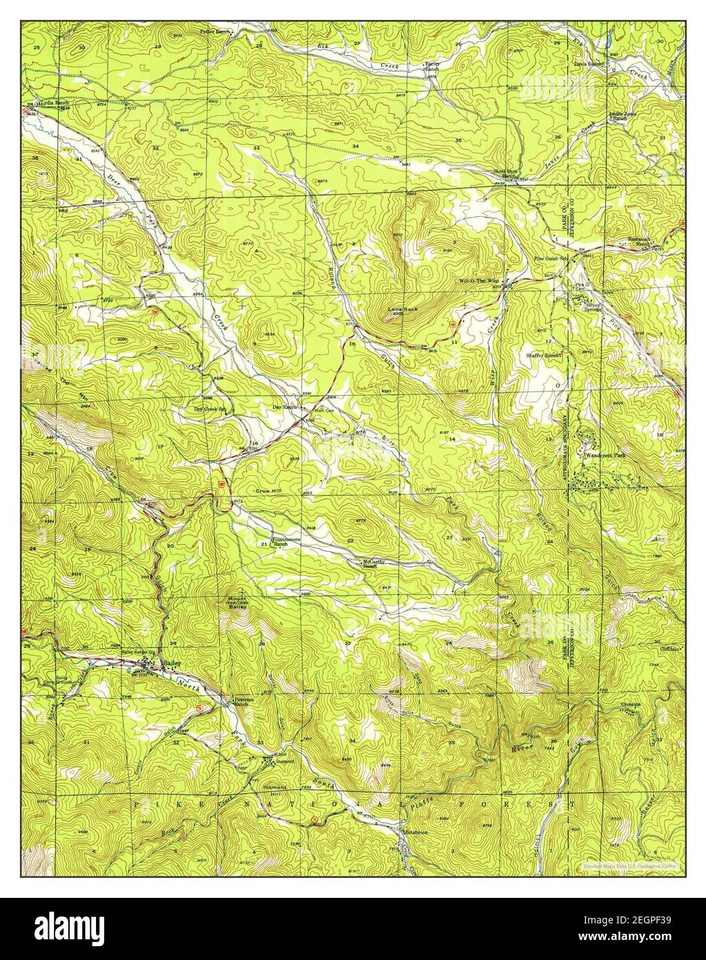 Bailey, Colorado, map 1945, 1:24000, United States of America by ...