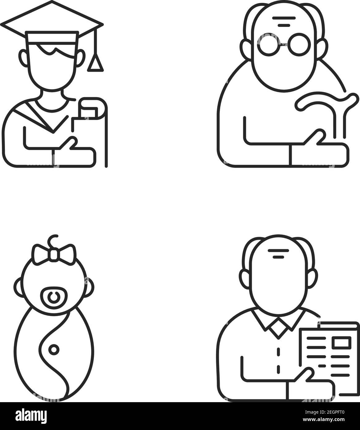 Aging process linear icons set Stock Vector Image & Art - Alamy