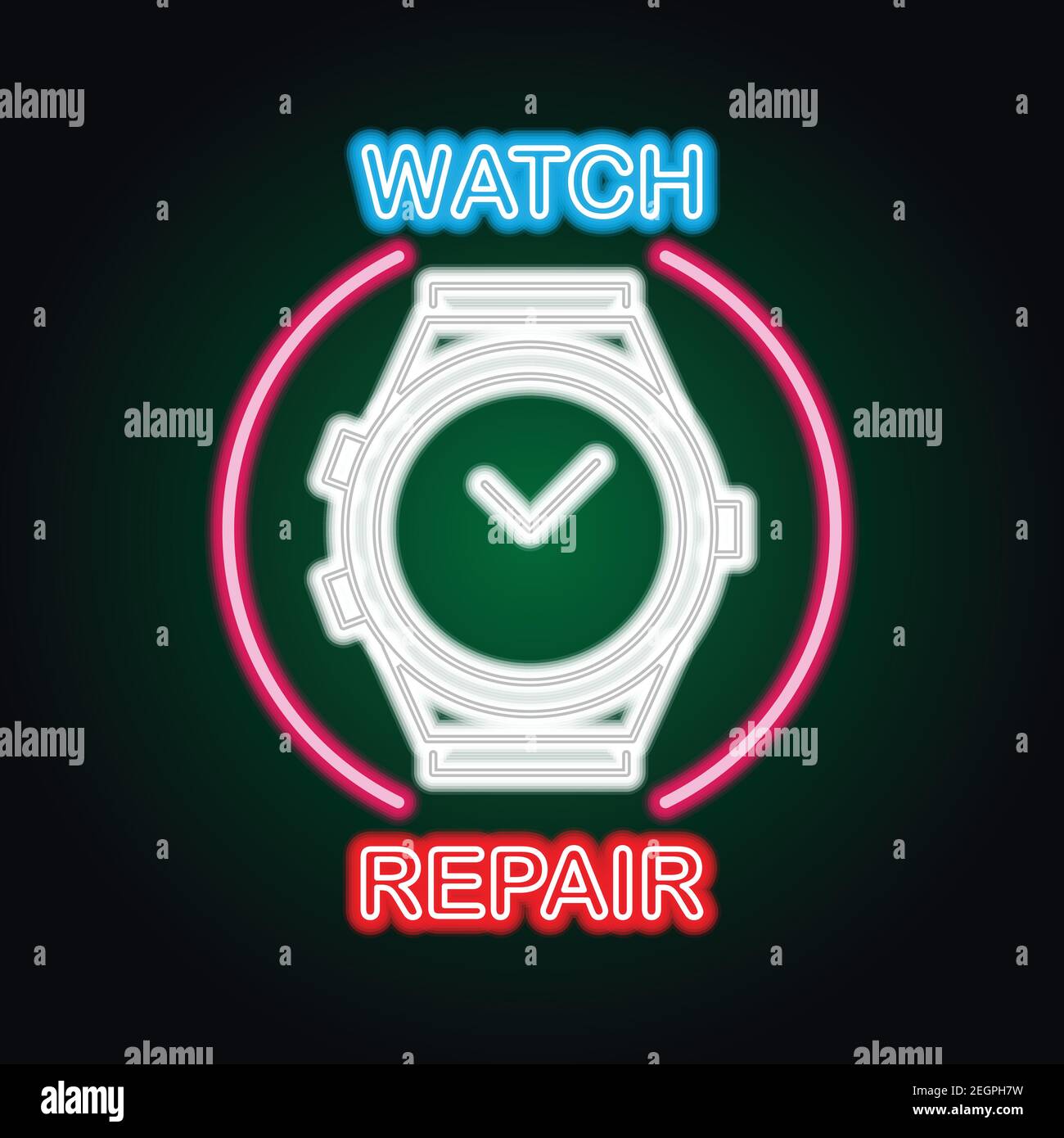 man and woman watches store neon sign for watcher maker and store plank ...