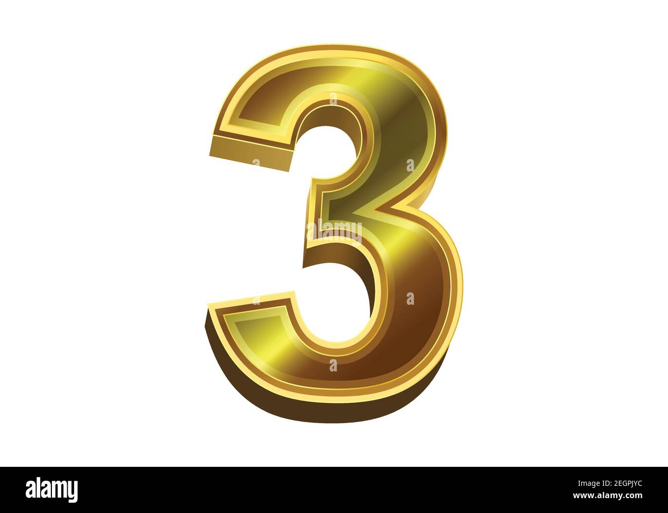 3d golden number 3 isolated on white background Stock Vector Image ...