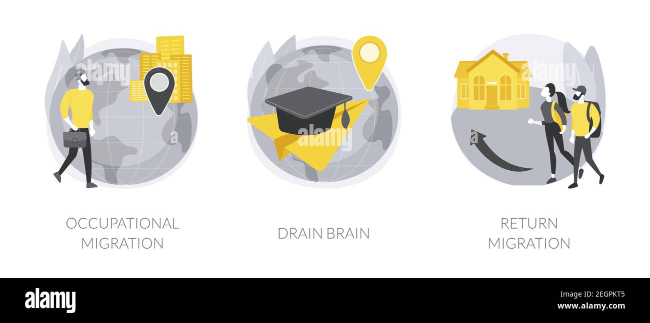 Emigration of trained workers abstract concept vector illustrations ...