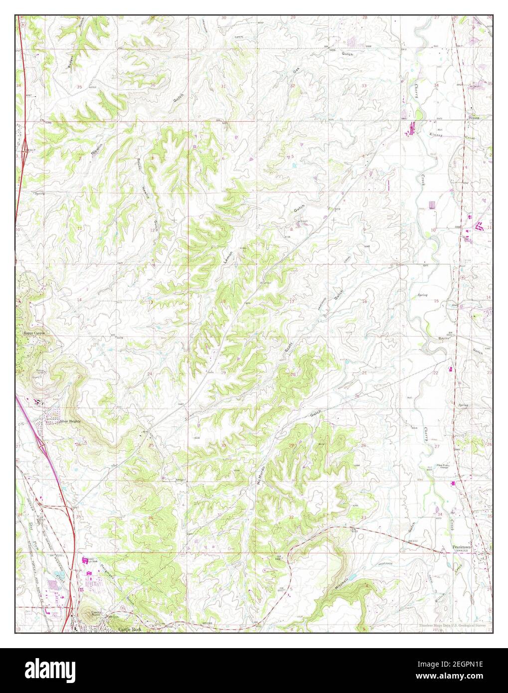 Castle Rock North, Colorado, map 1965, 1:24000, United States of ...