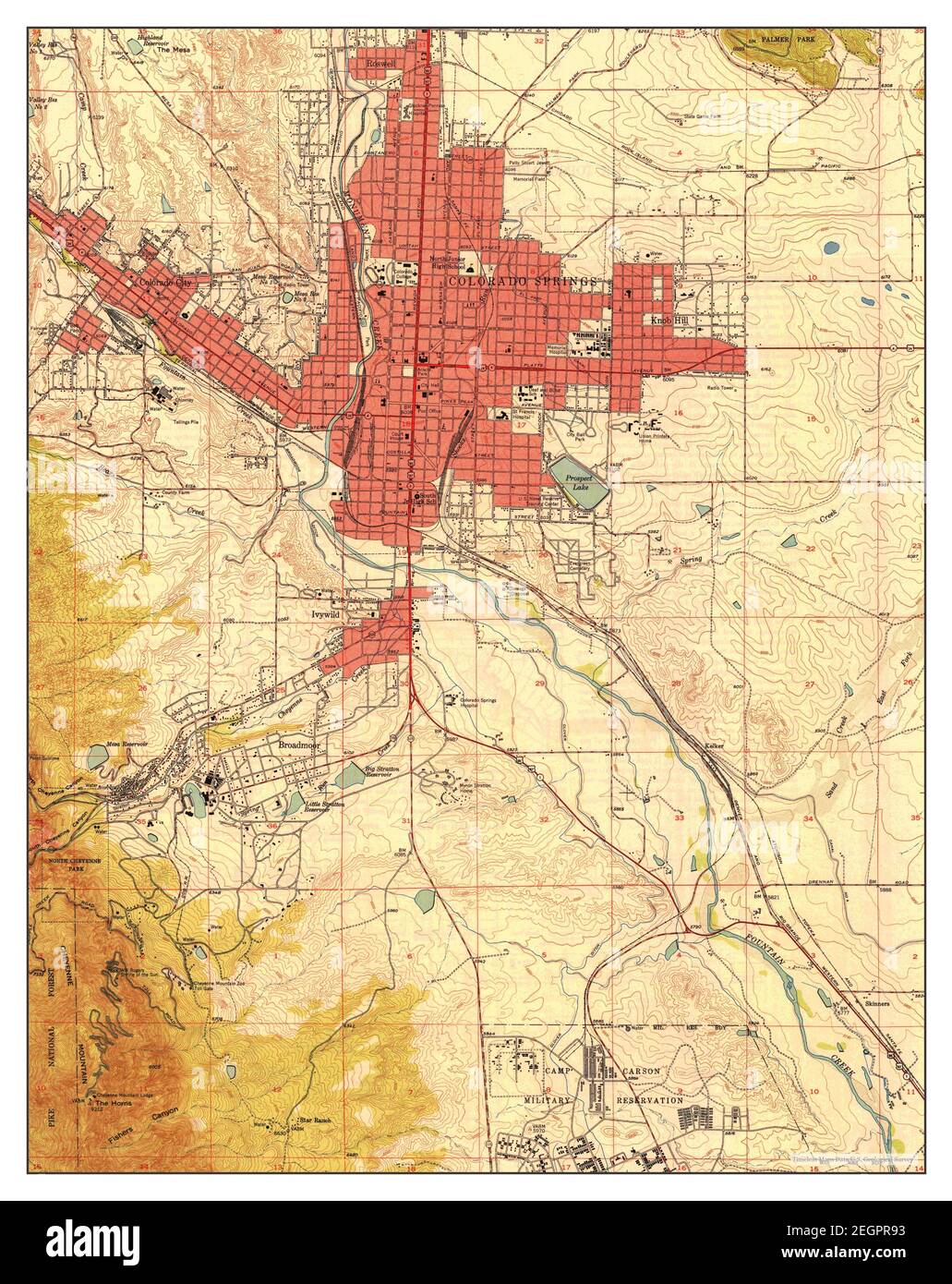 Colorado Springs, Colorado, map 1950, 1:24000, United States of America ...