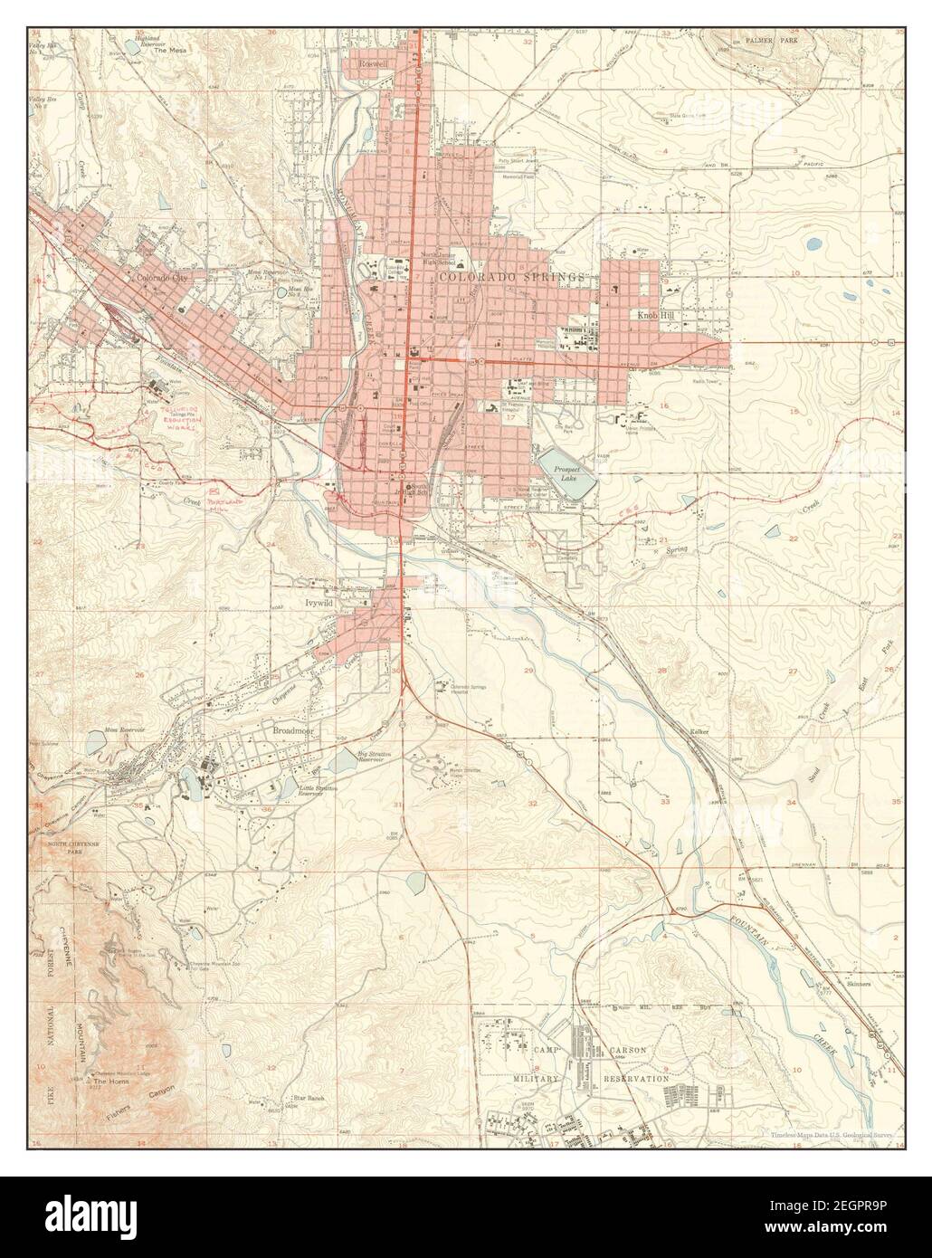 Colorado Springs, Colorado, map 1950, 1:24000, United States of America ...