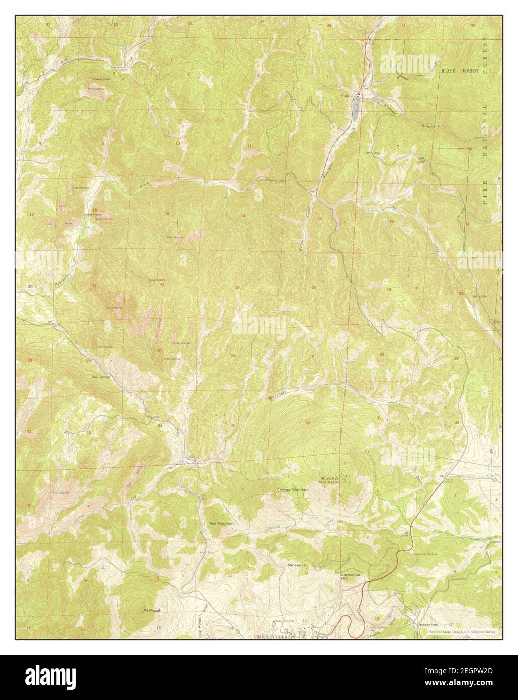 Cripple Creek North, Colorado, map 1951, 1:24000, United States of ...