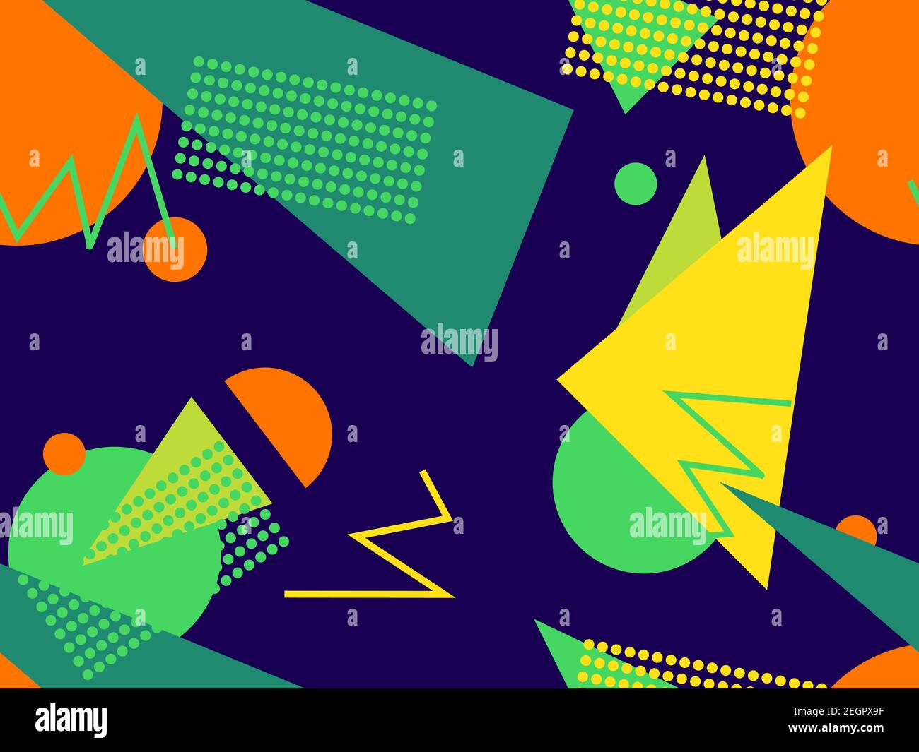 Memphis seamless pattern. Geometric elements memphis in the style of 80 ...