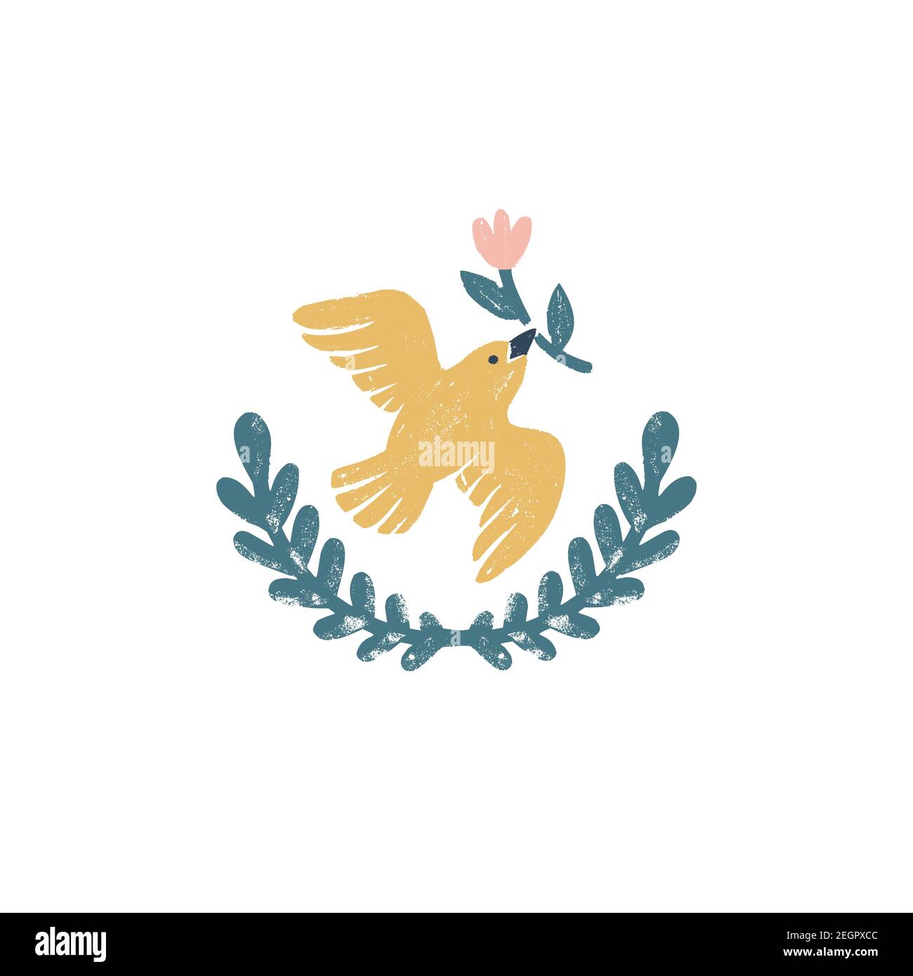 Peace dove vector logo - a vintage handmade icon with bird and wreath ...