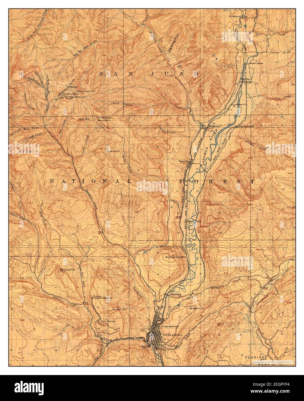 Durango Colorado State Map