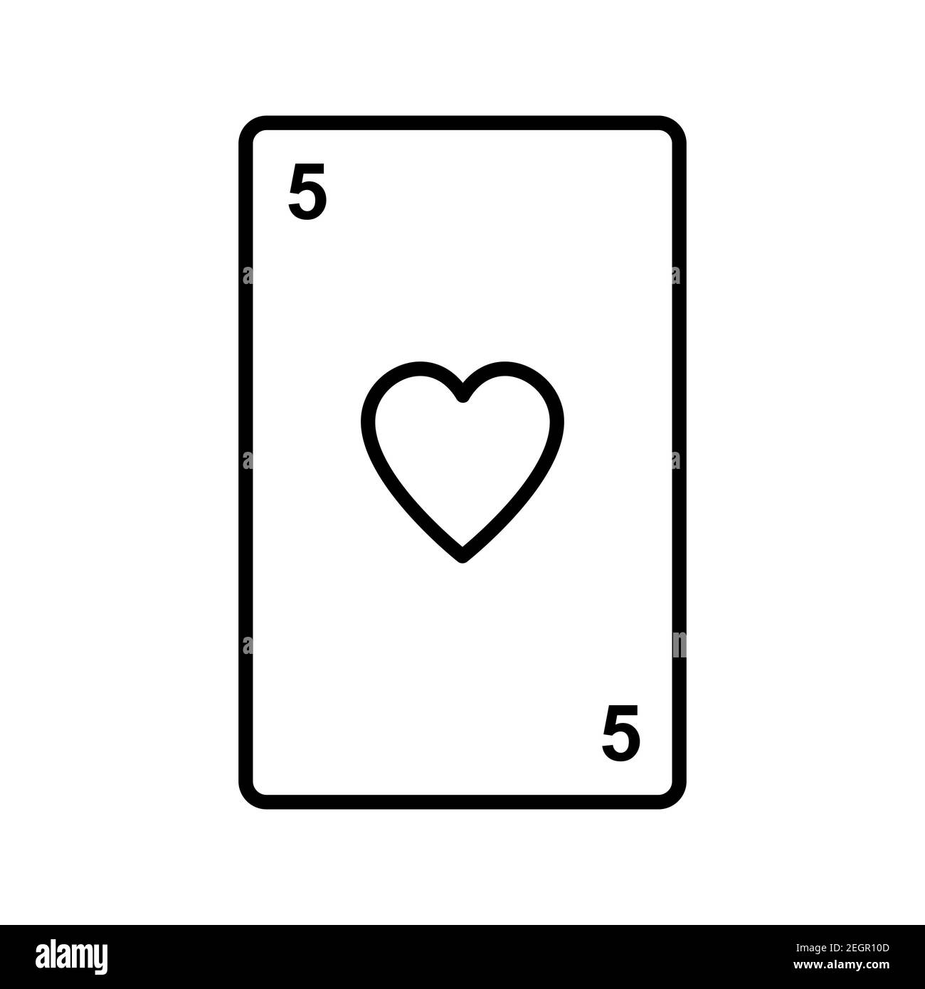 Illustration of playing 5 heart card ouline vector icon isolated on ...
