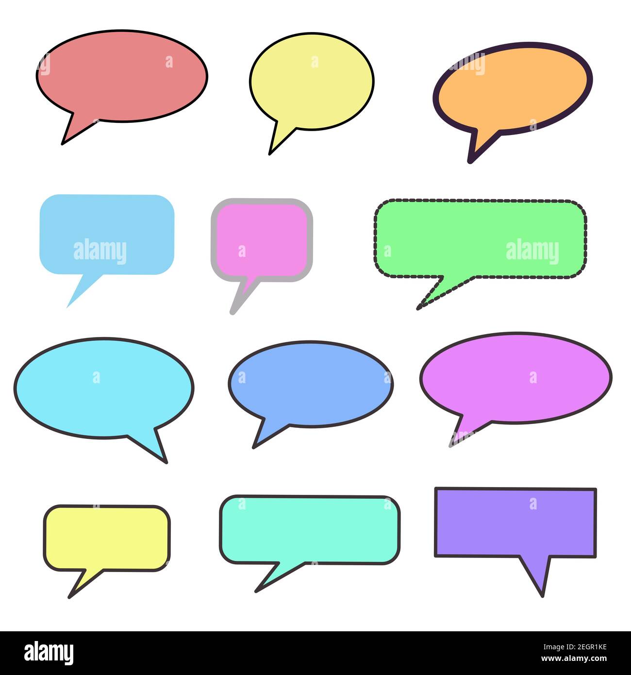 Set different dialog box, frame, speech balloon bubble colorful red ...