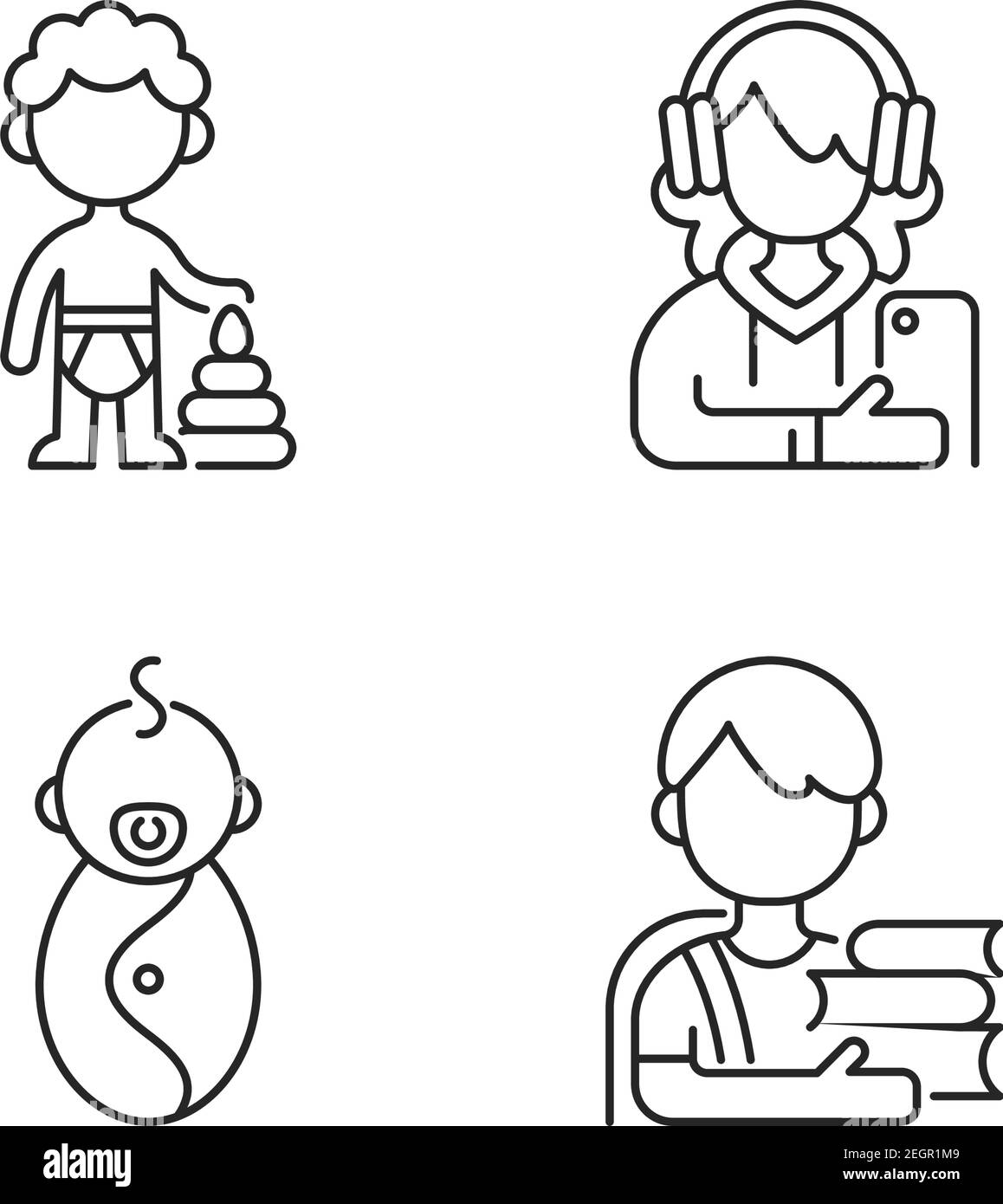 Aging process linear icons set Stock Vector Image & Art - Alamy