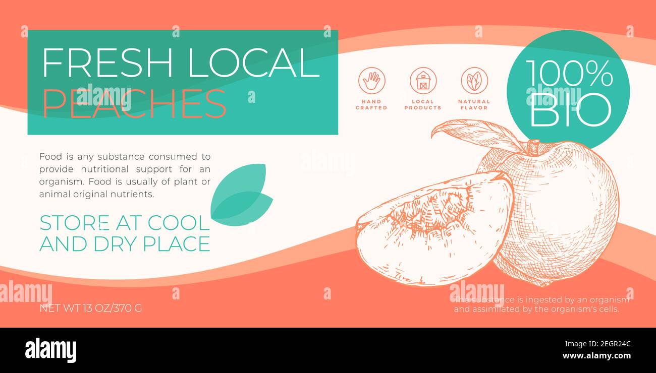 Fresh Local Fruits Label Template. Abstract Vector Packaging Horizontal ...