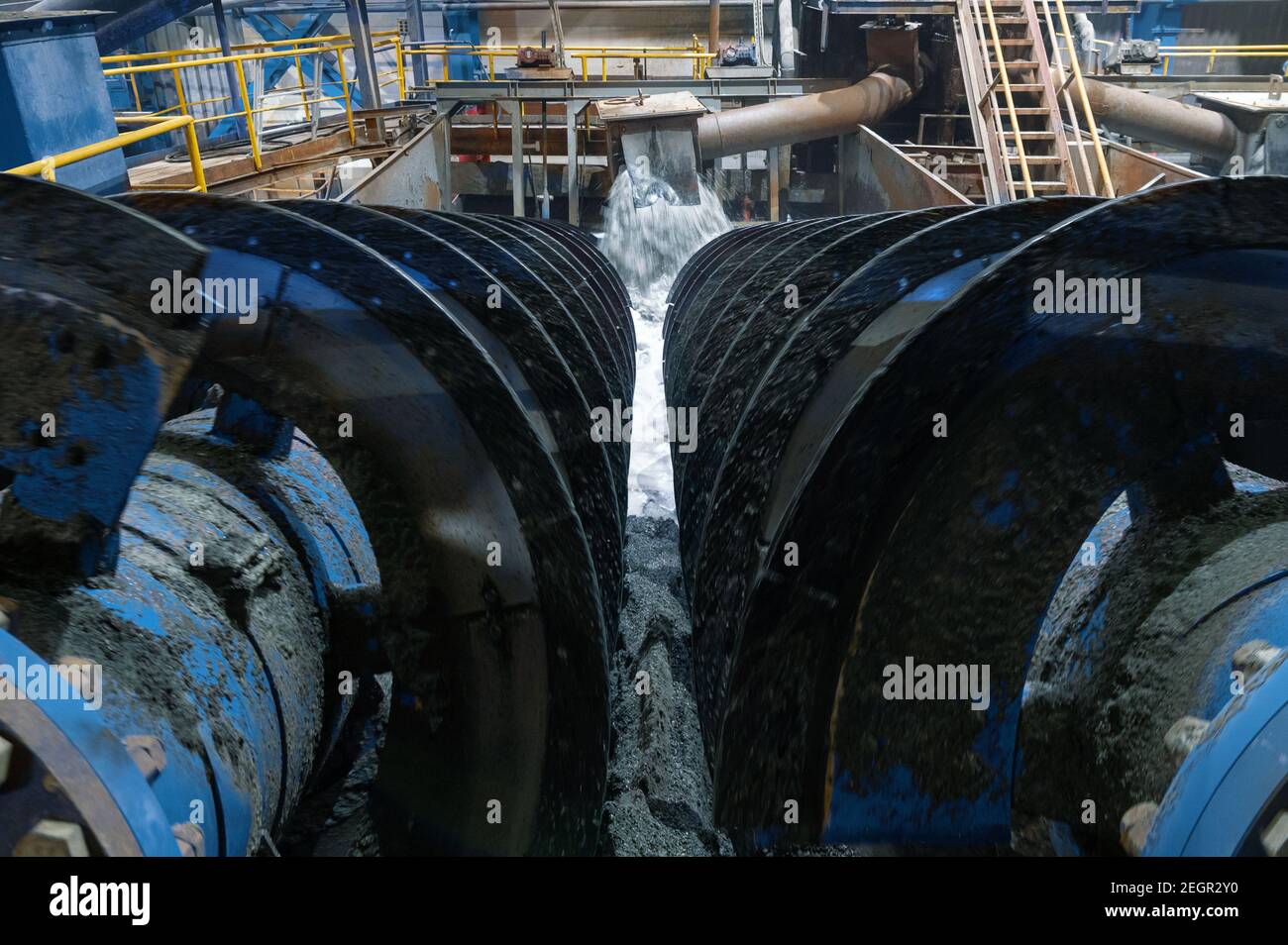 Mining and processing plant. Wet sand grading process Stock Photo - Alamy