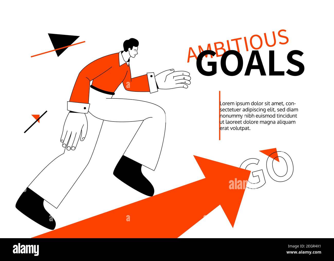 Ambitious goals - modern colorful line design style web banner with ...